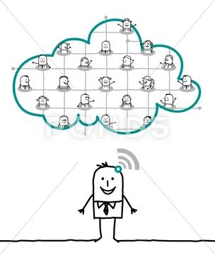 Cartoon characters and cloud - network Illustration #62750024