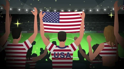 Cartoon Cheering Soccer Fans Crowd USA F... | Stock Video | Pond5