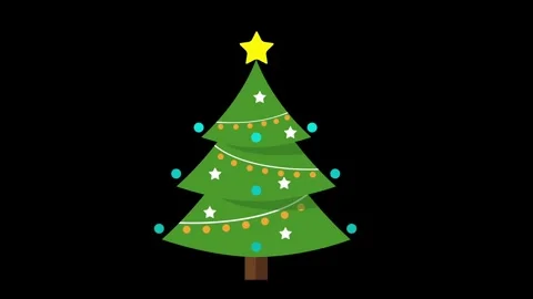 Cartoon Christmas Tree Animation on Blac... | Stock Video | Pond5