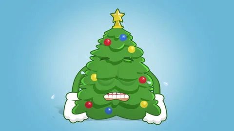 Cartoon Christmas Tree Cry with Face Ani... | Stock Video | Pond5