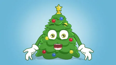 Cartoon Christmas Tree Surprised Shock w... | Stock Video | Pond5