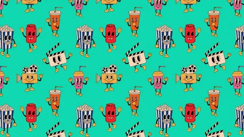 Cartoon cinema characters. Old animation... | Stock Video | Pond5