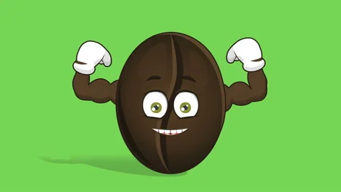 Cartoon Coffee Bean Power Muscle with Fa... | Stock Video | Pond5