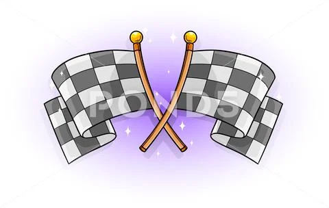 Cartoon color crossed racing flag vector: Graphic #196932497