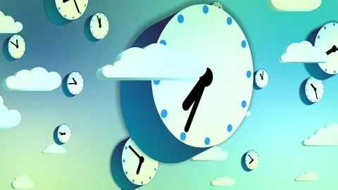 Cartoon counter clocks 12 hours flying o... | Stock Video | Pond5