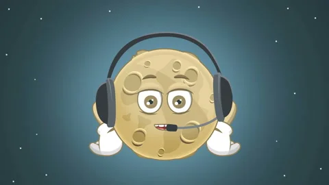 Cartoon Cute Moon Call Operator with Fac... | Stock Video | Pond5