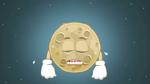 Cartoon Cute Moon Cry with Face Animatio... | Stock Video | Pond5