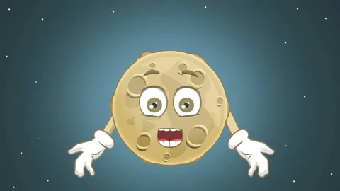 Cartoon Cute Moon Surprised Shock with F... | Stock Video | Pond5