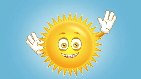 Cartoon Cute Sun Rejoice Happy with Face... | Stock Video | Pond5