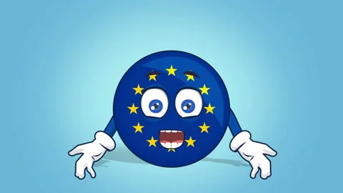 Cartoon European Union Icon Flag Surpris... | Stock Video | Pond5
