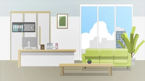 Cartoon Executive Office Background Anim... | Stock Video | Pond5