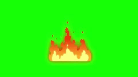 Cartoon fire animation on green screen. ... | Stock Video | Pond5