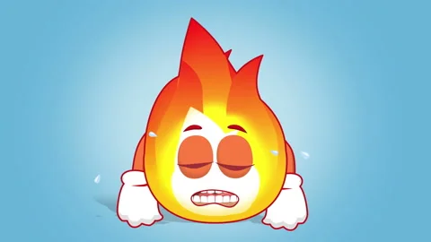 Cartoon Fire Flame Cry Unhappy with Face... | Stock Video | Pond5