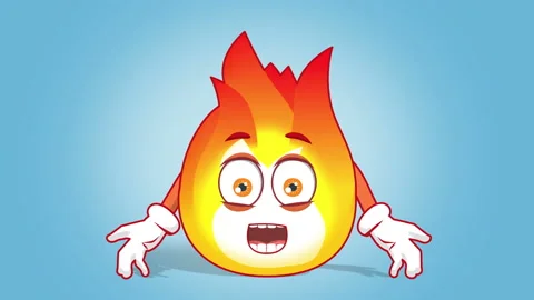 Cartoon Fire Flame Surprised Shock with ... | Stock Video | Pond5