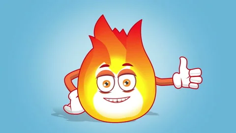 Cartoon Fire Flame Thumb Up Good Like wi... | Stock Video | Pond5