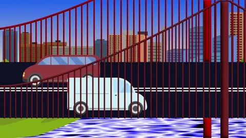 Cartoon flat animation of cars running o... | Stock Video | Pond5