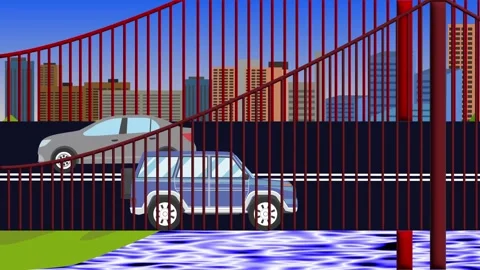 Cartoon flat animation of cars running o... | Stock Video | Pond5