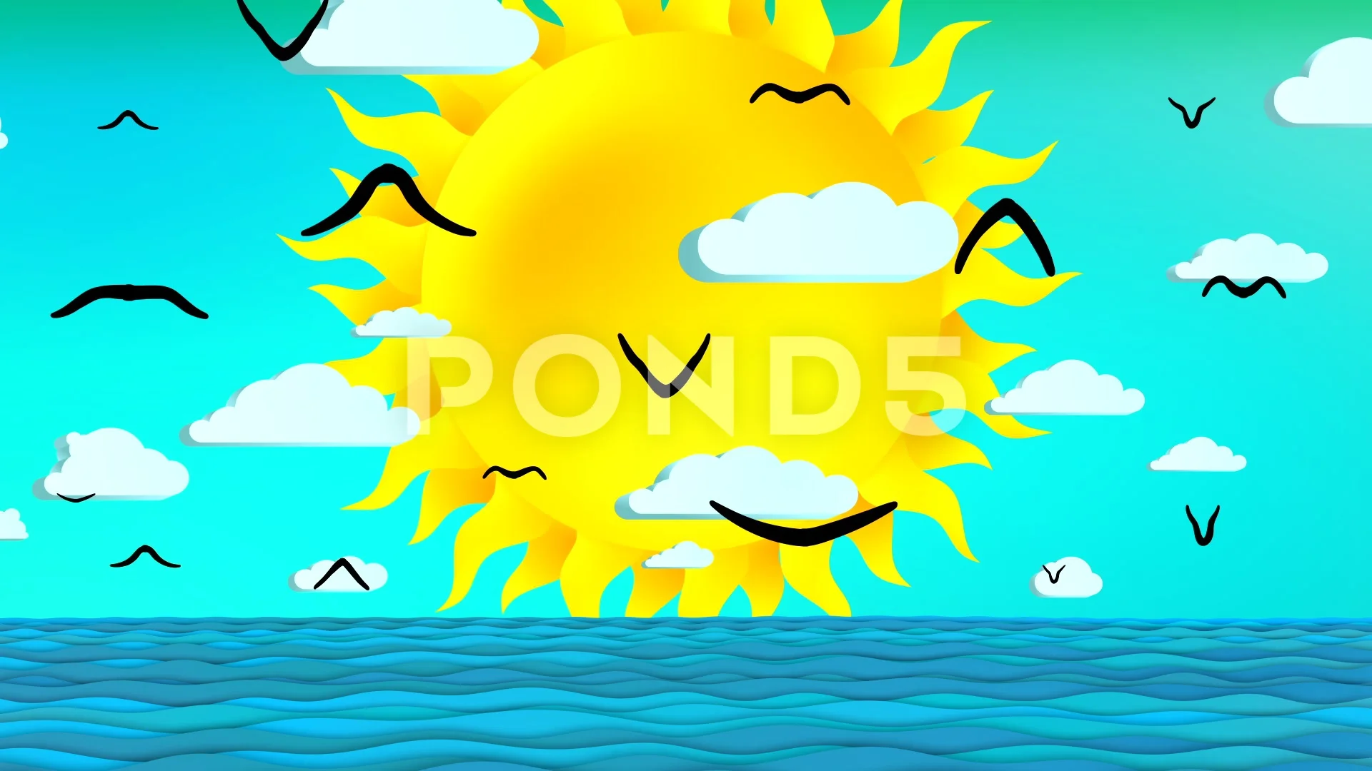 Flying Birds In The Sky Cartoon