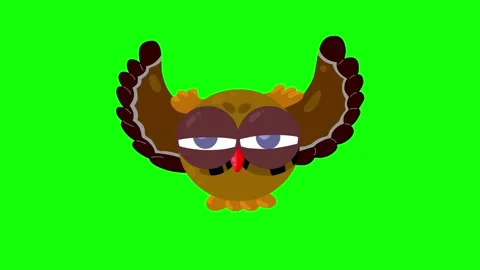 Cartoon flying owl blinking animation is... | Stock Video | Pond5
