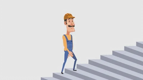 Cartoon foreman worker in helmet charact... | Stock Video | Pond5