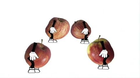 Cartoon Four happy red apples dancing. | Stock Video | Pond5