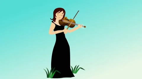 Cartoon girl playing violin 2d animated ... | Stock Video | Pond5