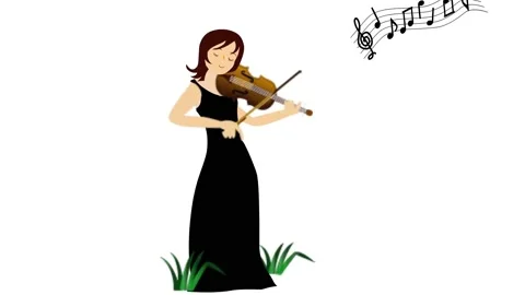 Cartoon girl playing violin 2d animated ... | Stock Video | Pond5