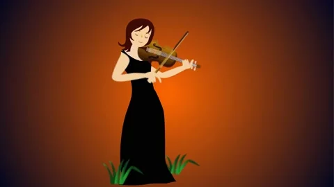 Cartoon girl playing violin 2d animated ... | Stock Video | Pond5