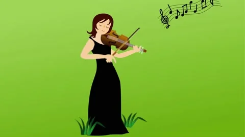 Cartoon girl playing violin 2d animated ... | Stock Video | Pond5