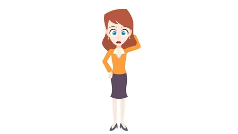 cartoon girl thinking, thoughtful backgr... | Stock Video | Pond5