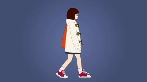 Cartoon girl walking 2d animation backgr... | Stock Video | Pond5