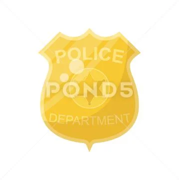 Cartoon golden police badge, vector illustration: Royalty Free #136157502