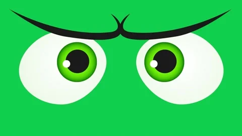 Cartoon green angry eyes on green screen... | Stock Video | Pond5