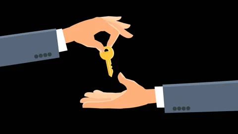 Cartoon hand passes key to the hand. Ani... | Stock Video | Pond5