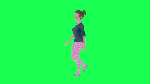 Cartoon housewife walking right angle is... | Stock Video | Pond5