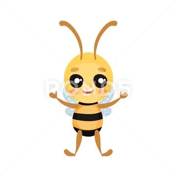 Cartoon humanized stands full face. Vector illustration.: Royalty Free ...