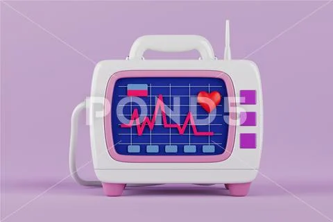 Cartoon Icon Ecg Machine Display with Heartbeat. 3d Rendering ...