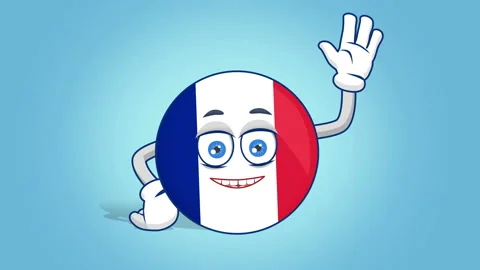 Cartoon Icon Flag France Hi Hello with F... | Stock Video | Pond5
