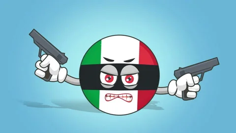 Cartoon Icon Flag Italy Bad Bandit with ... | Stock Video | Pond5