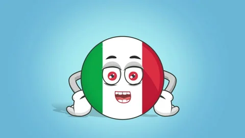 Cartoon Icon Flag Italy Speak Speaker wi... | Stock Video | Pond5