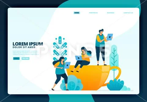 Cartoon illustration of cup of coffee at work. Vector design for ...