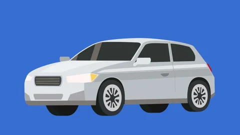 Cartoon isolated white car flat animatio... | Stock Video | Pond5