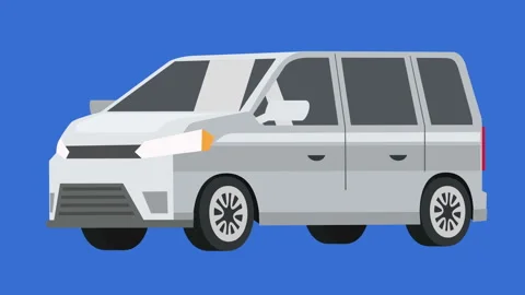 Cartoon isolated white minibus car flat ... | Stock Video | Pond5