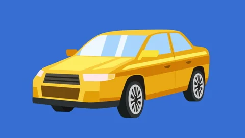 Cartoon isolated yellow car animation | Stock Video | Pond5