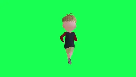 Cartoon kid running isolated green scree... | Stock Video | Pond5