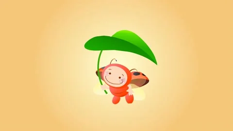 cartoon ladybird flying 2d animated back... | Stock Video | Pond5