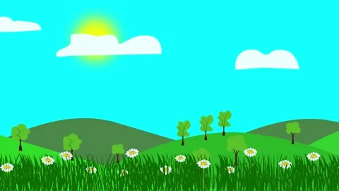 Cartoon Landscape, Spring season animati... | Stock Video | Pond5