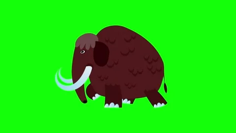 Cartoon mammoth walking cycle green scre... | Stock Video | Pond5