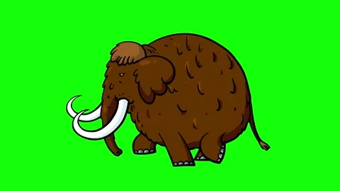 Cartoon mammoth walking cycle greenbox | Stock Video | Pond5
