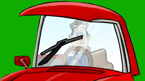 Cartoon Man Driving in Rain (Green Scree... | Stock Video | Pond5